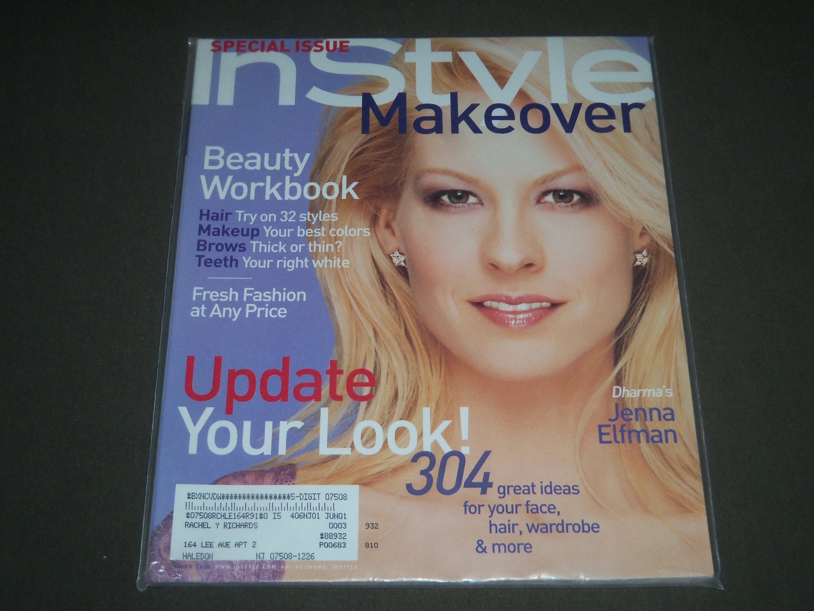 2001 SPRING INSTYLE MAKEOVER MAGAZINE - JENNA ELFMAN FRONT COVER - O ...