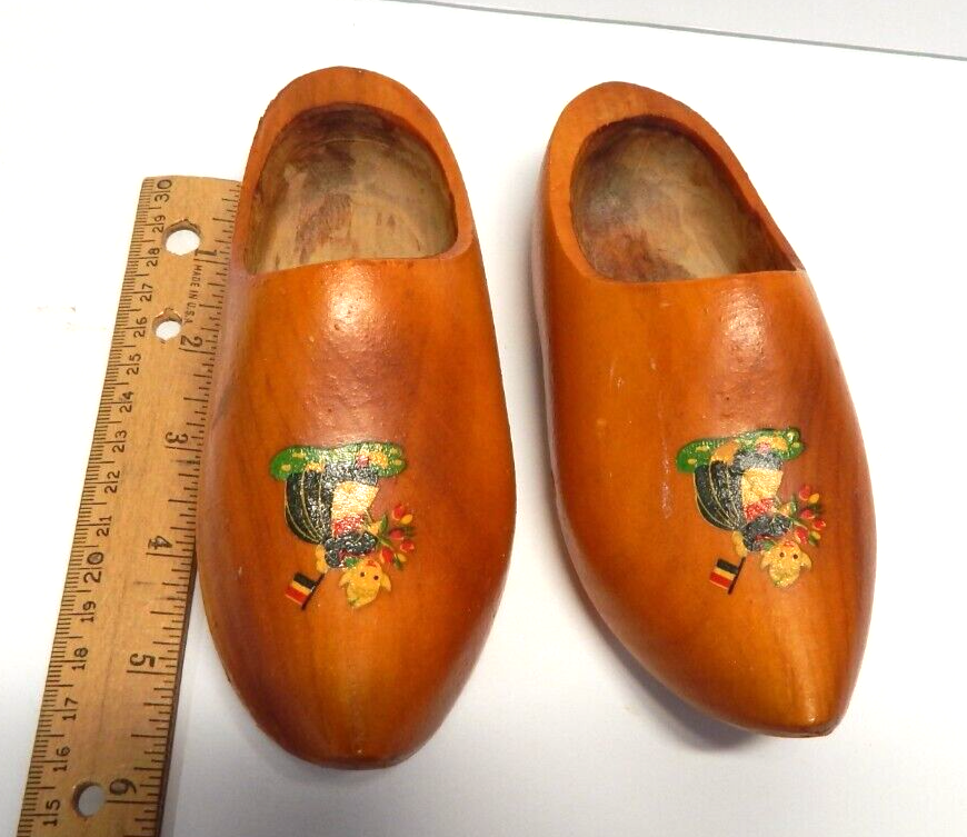 Vtg 1960's Dutch Wooden Small Hand Crafted Clogs 6-1/2" | eBay