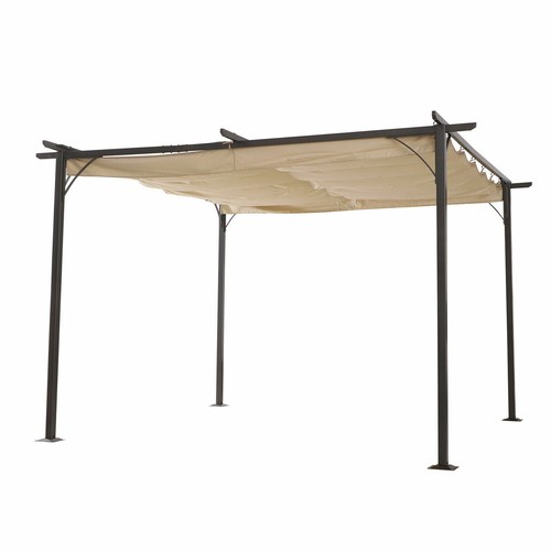 11.5' Retractable Canopy Cover Steel Frame Outdoor Patio Pergola Gazebo ...