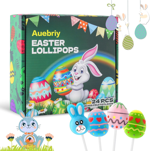 Easter Lollipops Suckers, 24 Fruit Flavored Easter Candy Individually ...