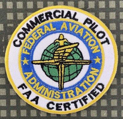 FAA Certified Commercial Pilot Patch 3" Hook & Iron-On Repro New B859 ...