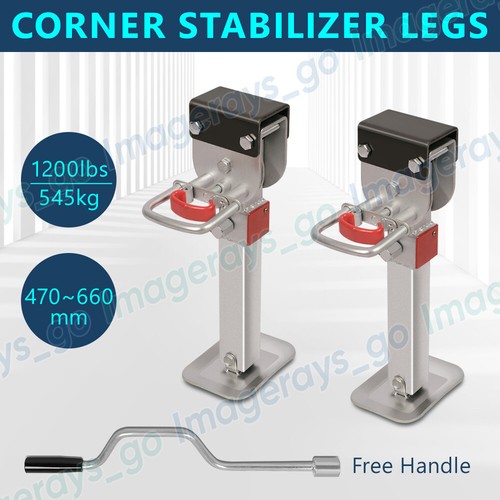 2X 470mm-660mm Drop Down Corner Steadies Stabilizer Legs Caravan Camper ...