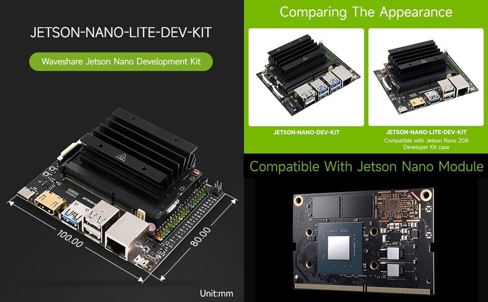 Jetson Nano Development / Expansion Kit Lite Version, Optional Jetson ...