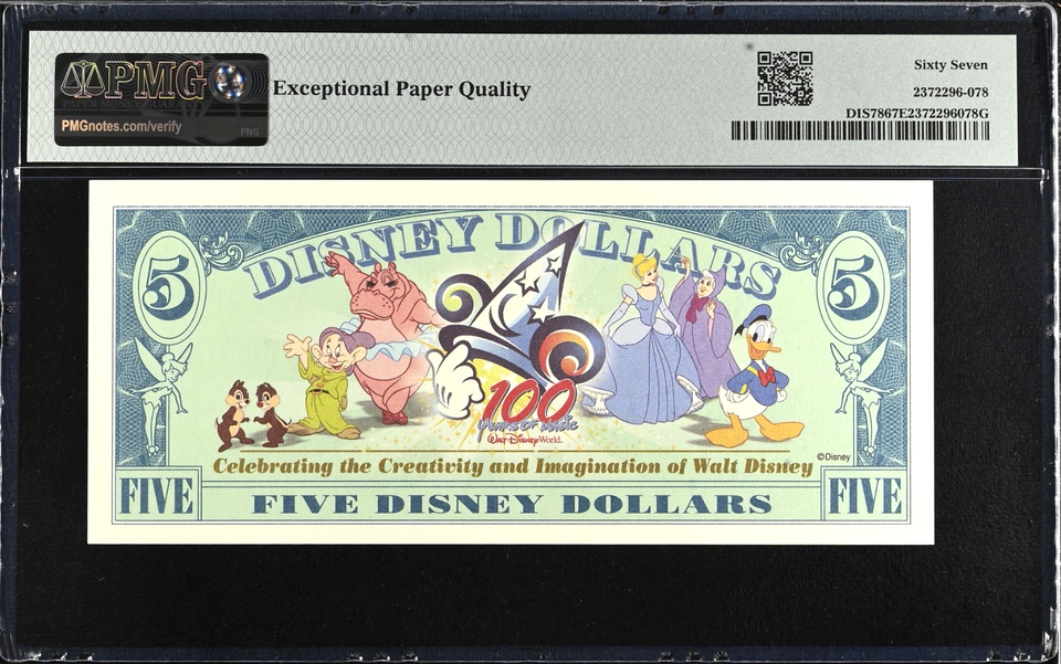 2002 A $5 Disney Dollar Snow White PMG 67EPQ DIS78 MOST POPULAR, HIGH ...