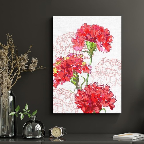 Carnation Wall Art Canvas Decor Themed HD Printed & Wooden Framed | eBay