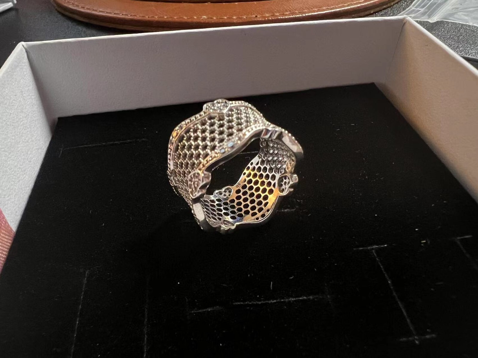 PANDORA Pavé Hearts Lace Lace of Love Ring 197706CZ Size 48 for sale ...