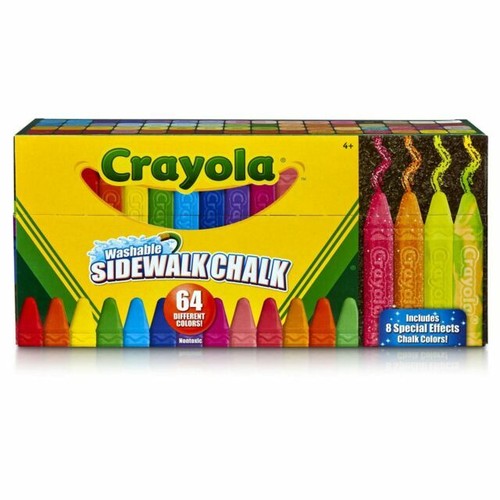Crayola Washable Sidewalk Chalk 64 Ct Assorted 8 Special Effect Colors ...