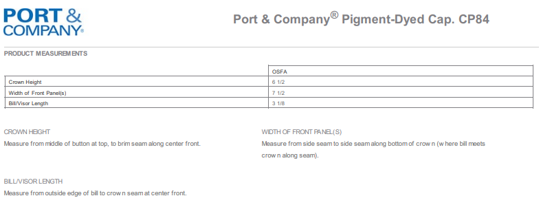 Port & Company CP84 Unisex 100% Cotton twill Pigment-Dyed Unstructured ...