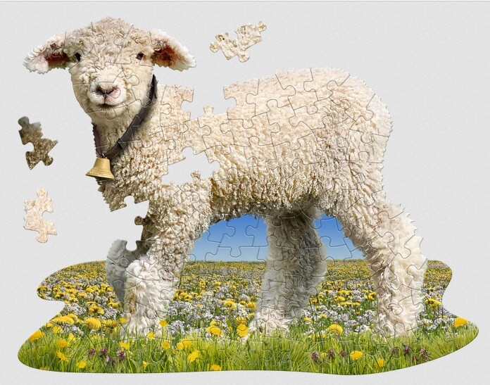 Jigsaw Puzzle Animal Lamb Freeform shaped 100 piece NEW 24" x 30" | eBay