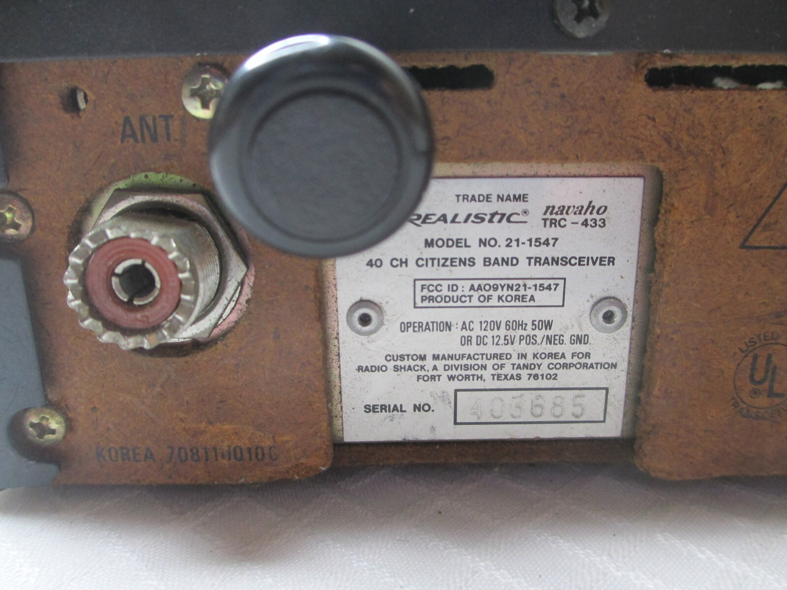 Realistic Navaho TRC-433 CB Radio Base Station Transceiver 40CH DAMAGED ...