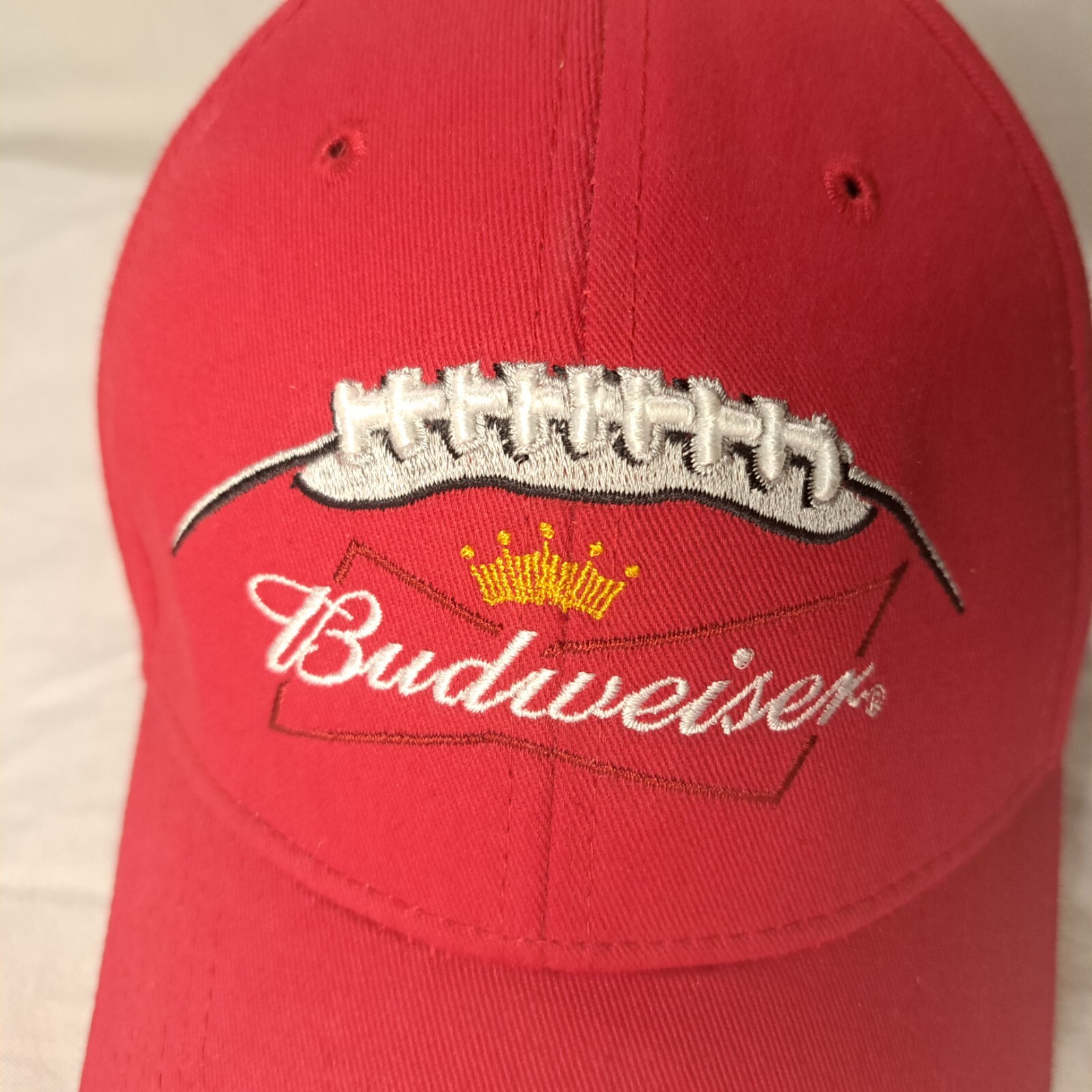 Budweiser Football Adjustable Cap Hat Embroidered Red - Gem