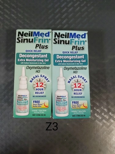 2 Pks NeilMed SinuFrin Plus Nasal Gel Spray Decongestant 0.5 fl oz Ea ...