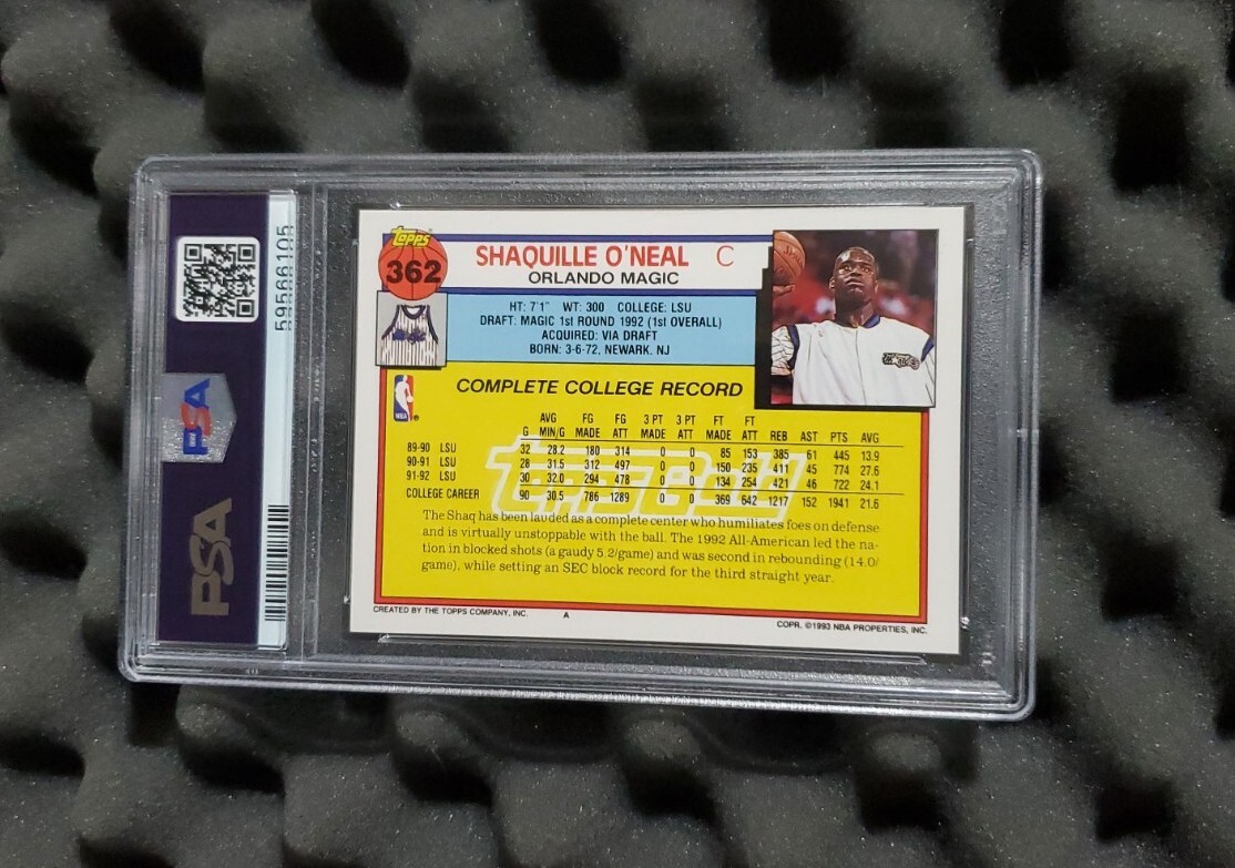 1992-93 Topps Gold Shaquille O'Neal Rookie Card #362 PSA 10 GEM MINT ...