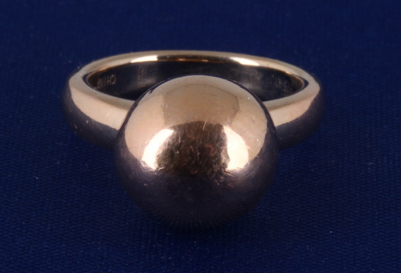 CHINA KYJ GOLD OVER STERLING SILVER ROUND DOMED RING SIZE 6 925 FINE ...