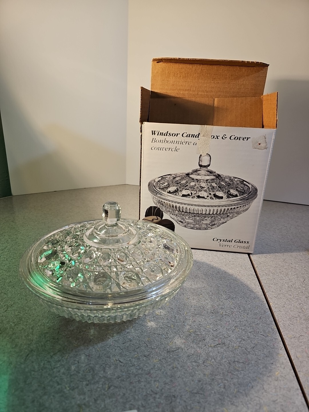 Windsor candy box in cover crystal glass 7" 1/2 Across 5 "Tall | eBay