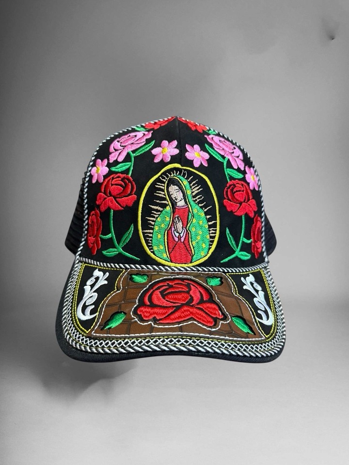 Gorra Vaquera Virgen Cachucha Guadalupe Western Trucker Cap Flowers ...
