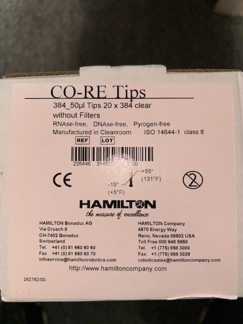 HAMILTON CORE TIPS 50 UL 10X96 TOTAL 960 TIPS WITH FILTERS REF 235845 ...