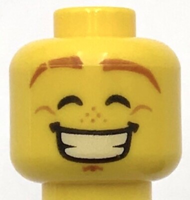 Lego New Yellow Minifigure Head Dual Sided w/ Scar Soul Patch Smile w ...
