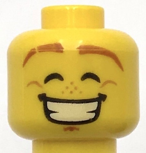 Lego New Yellow Minifigure Head Dual Sided w/ Scar Soul Patch Smile w ...