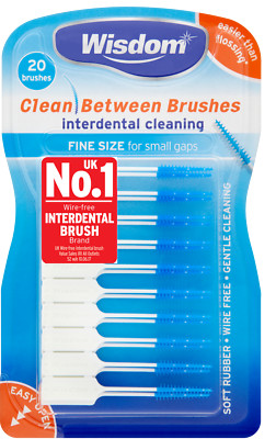 Wisdom Clean Between Interdental Brushes - pack of 20 - FINE BLUE ...