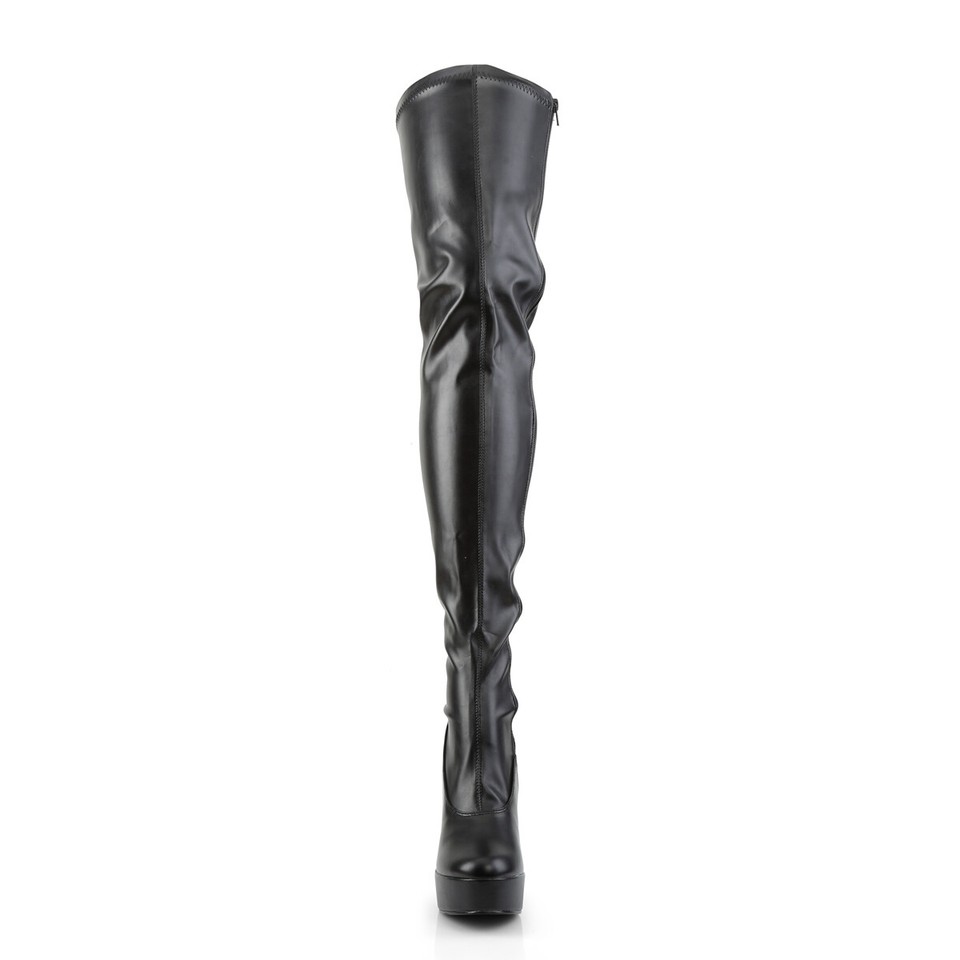 PLEASER ELECTRA-3000Z Women's Black 5" Stack Heel Platform Thigh High ...