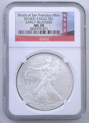 2014 S American Silver Eagle - NGC MS70 Early Release Grade MS70 San ...