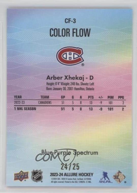 2023-24 Upper Deck Allure Color Flow Blue Purple Spectrum /25 Arber ...