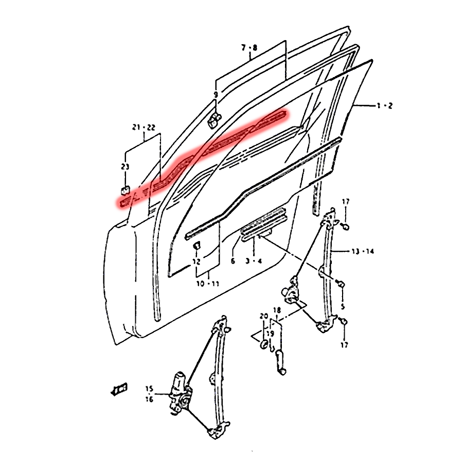 1988-1998 Suzuki Vitara SE416 2D Escudo Sidekick Left Outer Beltline ...