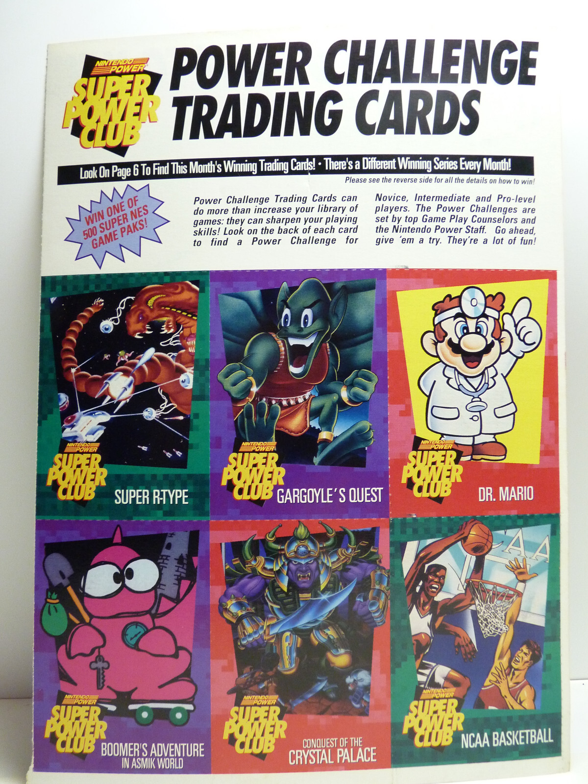 Nintendo Power Super Power Club Dr. Mario Trading Cards Uncut Sheet 6 Cards | eBay
