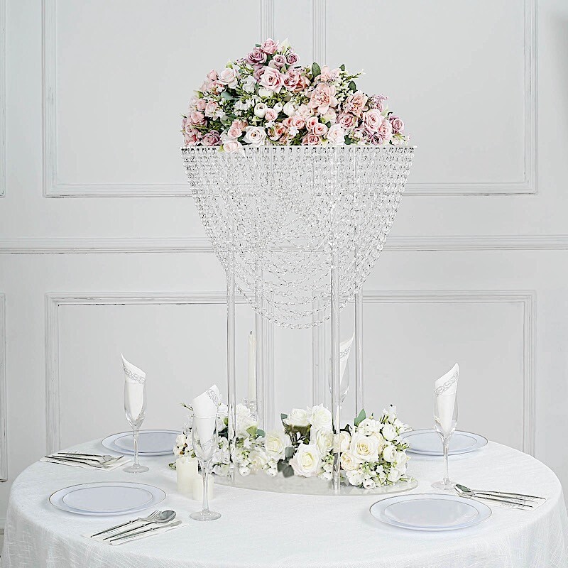 Clear 32 in Acrylic Flower DISPLAY STAND Crystal Chandelier Centerpiece ...
