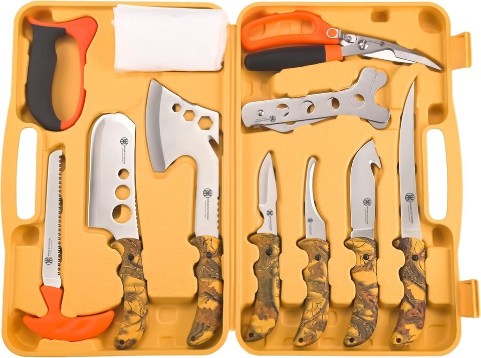 Hunting Deer Knife Set Field Dressing Kit Butcher Game Processor Set 12 ...