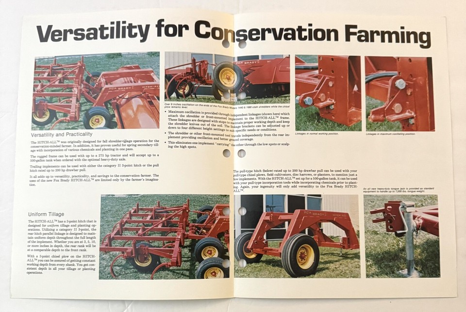 Vintage 1983 Farm Equipment Dealer Brochure Fox Brady Hitch All | eBay