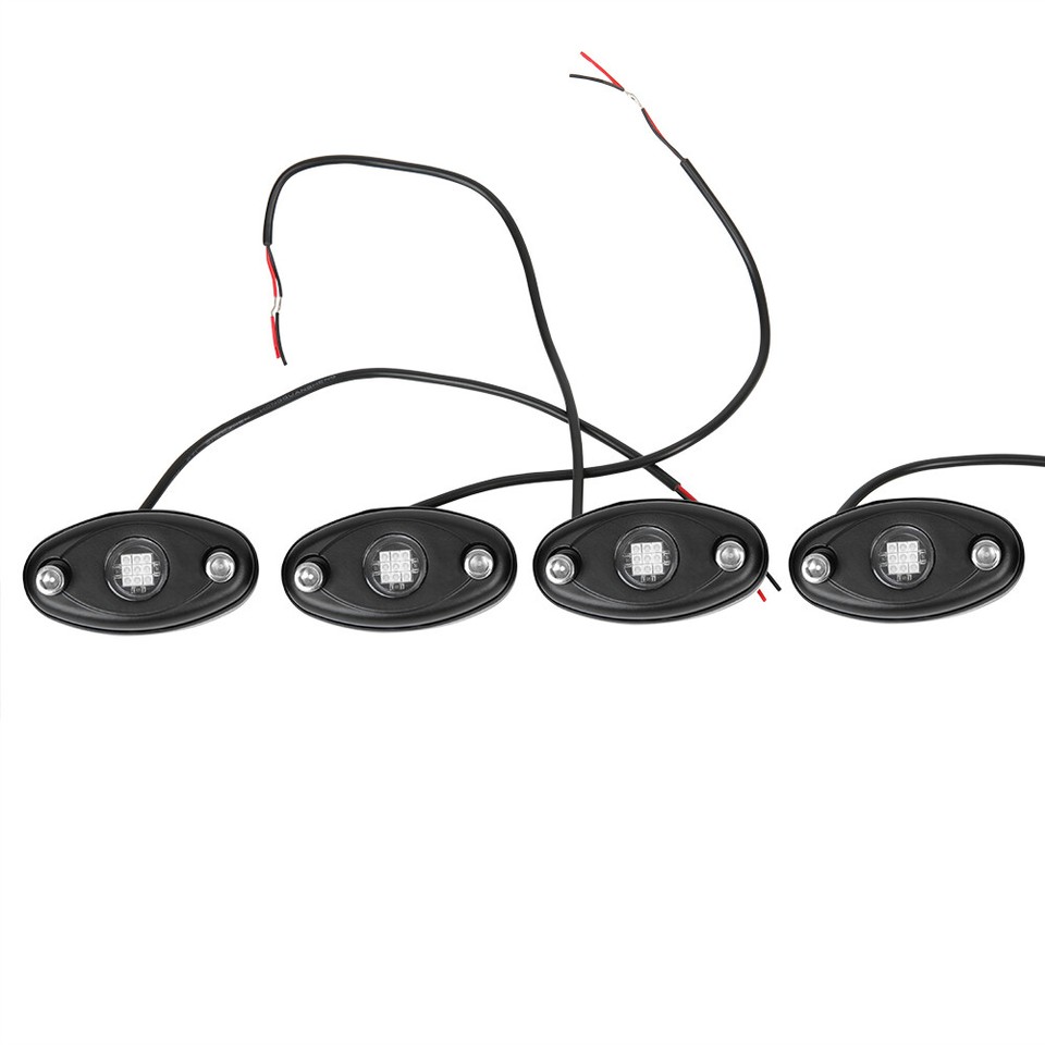 2x LED Whip Lights 3Ft + 4 LED PODS Underglow Rock Lights Blue For Jeep ...