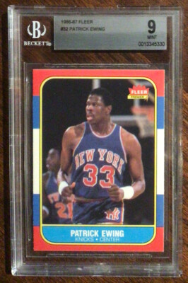 1986 FLEER BASKETBALL #32 PATRICK EWING RC KNICKS LEGEND BGS 9 CENTERED ...