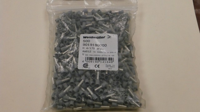 Weidmuller 9019190000 H 4/18d Gray 12awg Ferrule Terminals Bag of 394 ...