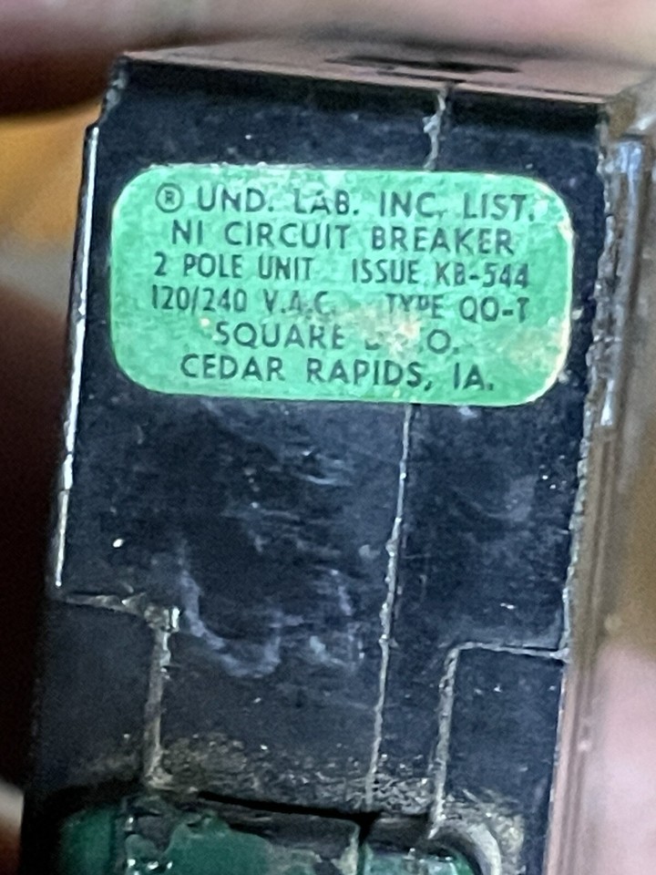 Square D 20 Amp 2Pole Type QOT Circuit Breaker No Hook Piggyback Tandem ...