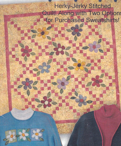 Flower Applique on Simple Patchwork 39" Square Quilt Pattern Feelin Groovy | eBay