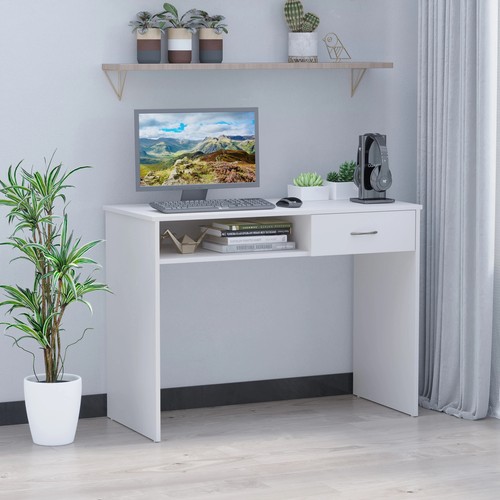 Small Computer Desk with Drawers White Laptop Writing Dressing Table ...