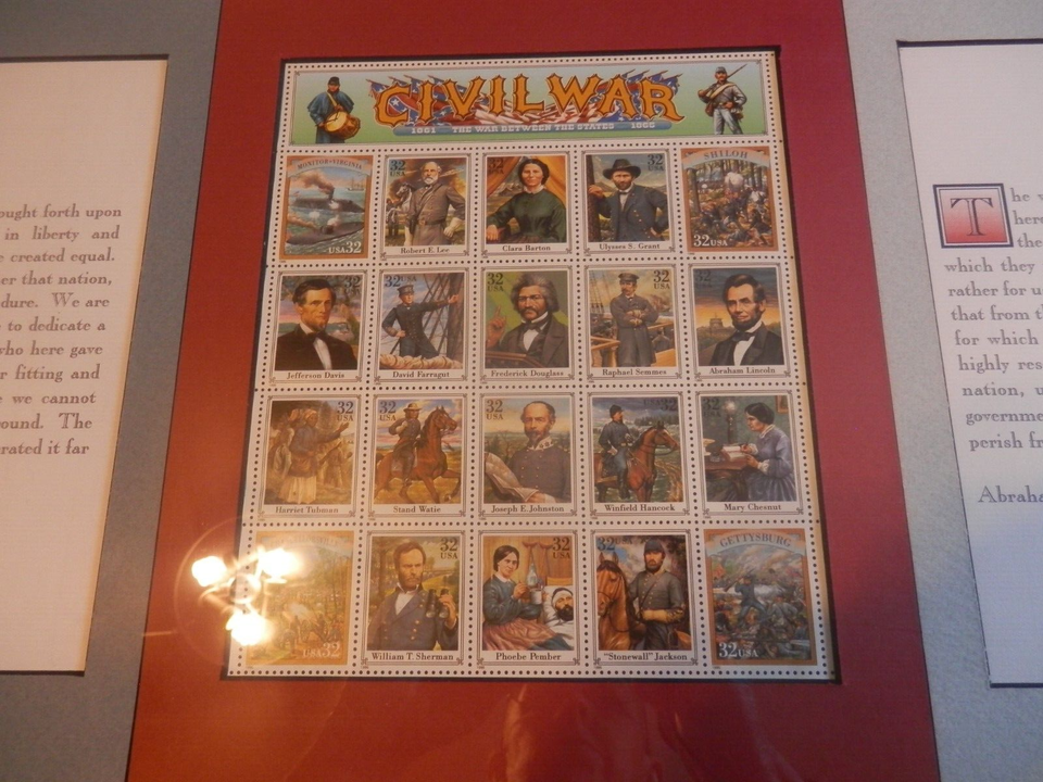 Framed Civil War Stamp Collection w/Words by Abraham Lincoln | eBay
