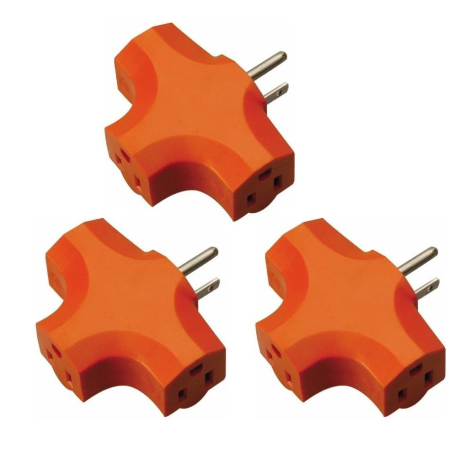 3 Pcs 3 Way Outlet Wall Triple Tap Adapter Grounded Tri Tap Electrical ...