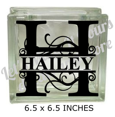 LETTER H & NAME VINYL DECAL STICKER FOR 8" GLASS BLOCK DIY CRAFTS ...