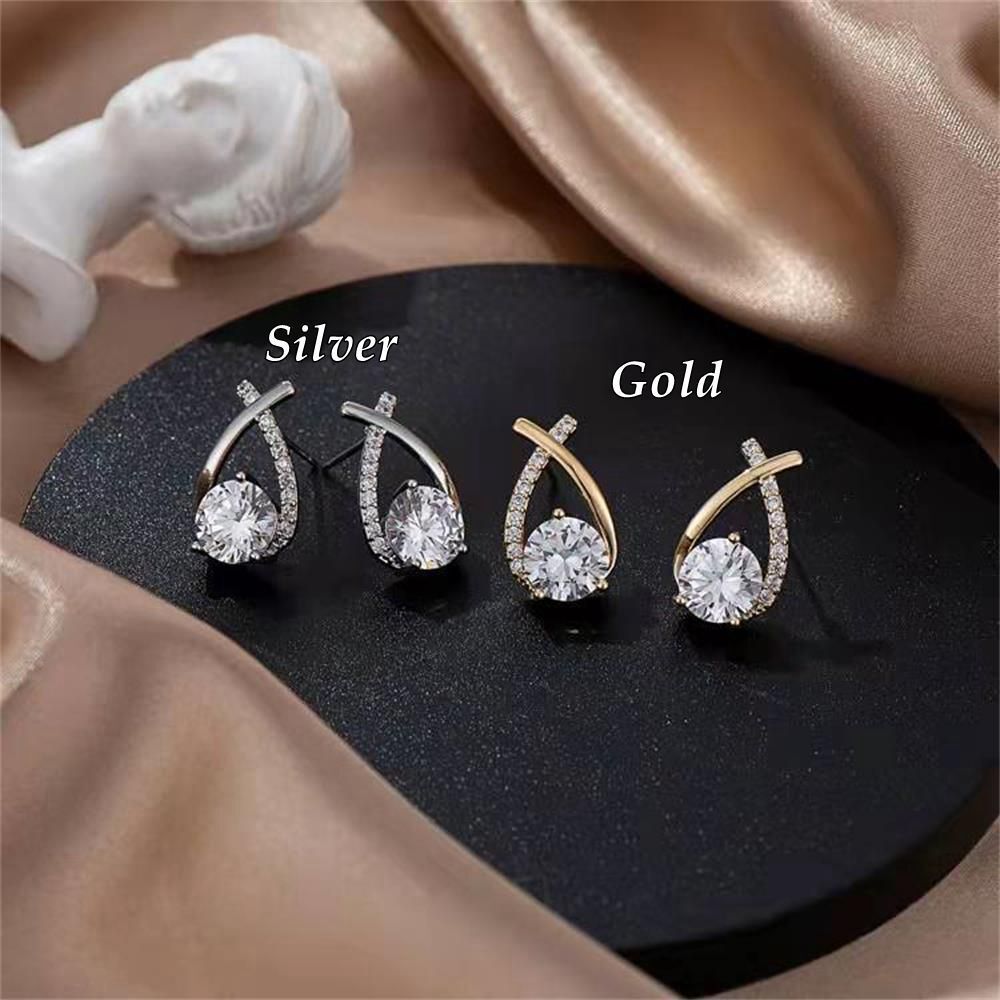 Day Gift Piercing Cross Fishtail Earrings Zircon Earrings 18k Gold ...