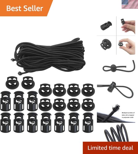 50FT Nylon Shock Cord with 20 PCS Adjustable Cord Locks for Ultimate ...