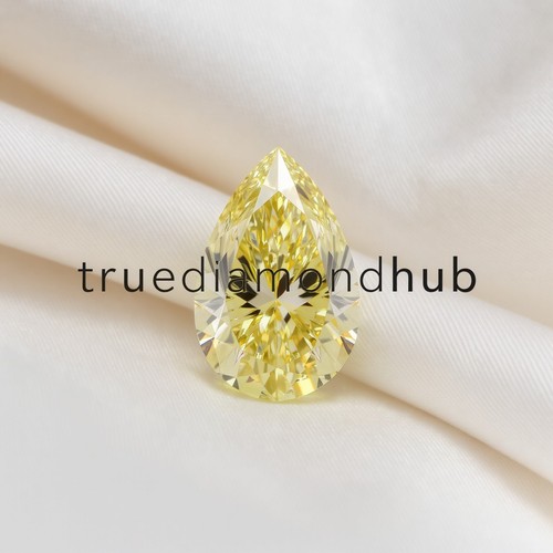5Ct Pear Natural Yellow Color Lab Grown CVD Diamond VVS1 Certified + 1 ...