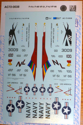 Microscale Decal 1:72 Scale #AC72-0038 F-4s: F-4B, VF-51, F4J and VF-96 ...