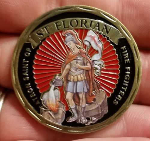 US FireFighters Patron Saint St. Florian Challenge Coin fireman ...