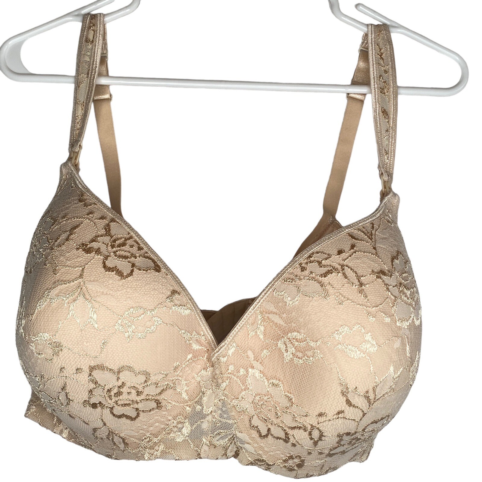 Motherhood Nursing Underwire Bra 46F Beige Lace Tripl… - Gem