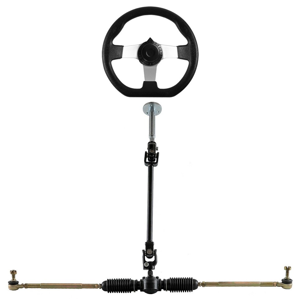 Go Kart Steering Wheel Shaft Assembly Tie Rod Gear Rack Pinion ATV ...