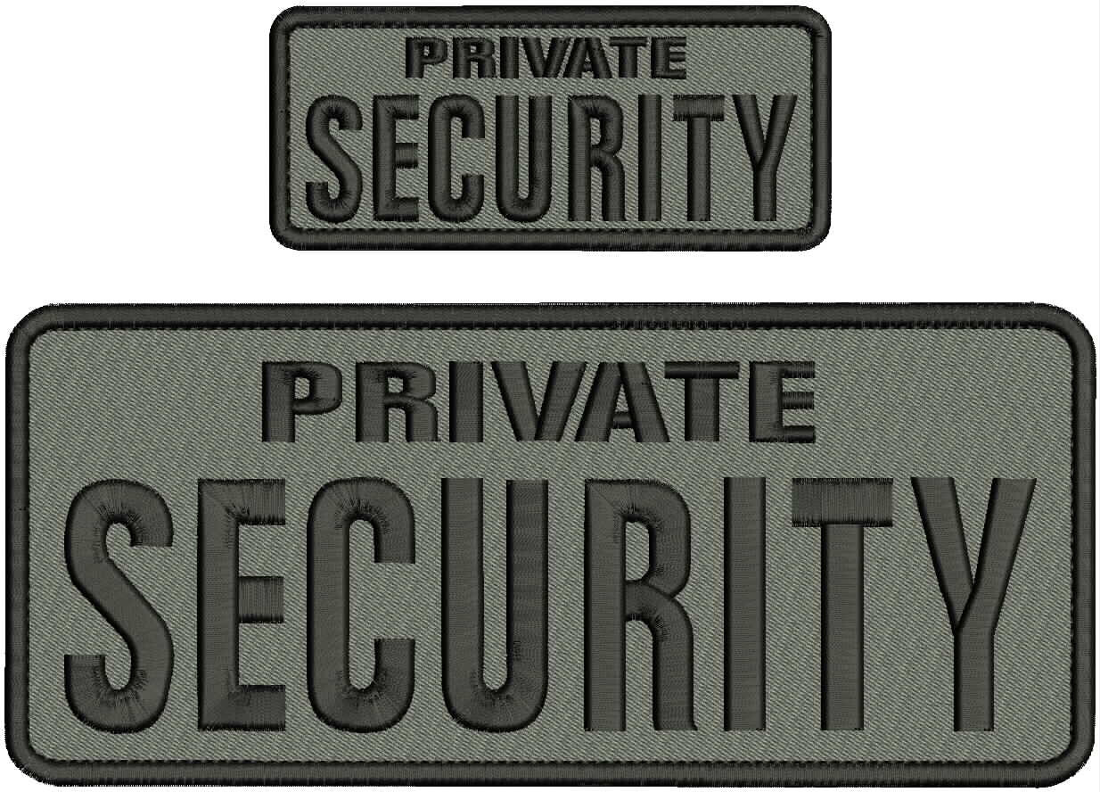 Private Security Embroidery Patch 4x10 And 2x5 VELCR@ On Back Black On ...