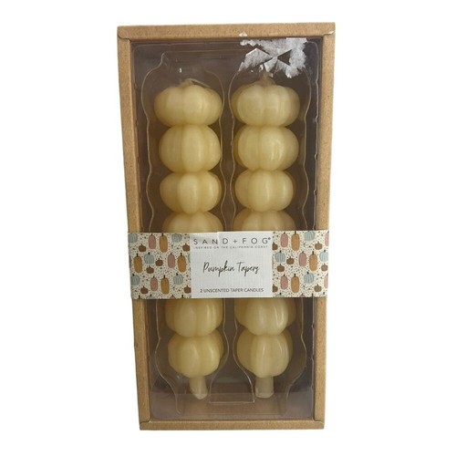 SAND + FOG Pumpkin Tapers Pale Yellow Unscented Taper Candles | eBay